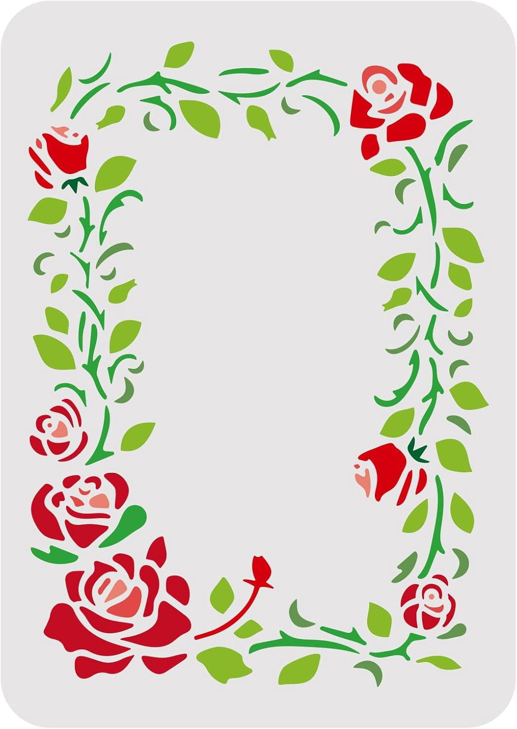 Rose Flowered Frame Painting Stencil 11.7x8.3inch Reusable Rose Floral ...