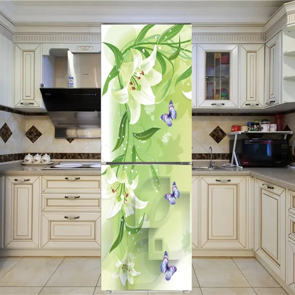 Rose Flowers Refrigerator Door Sticker Self Adhesive Floral Fridge ...