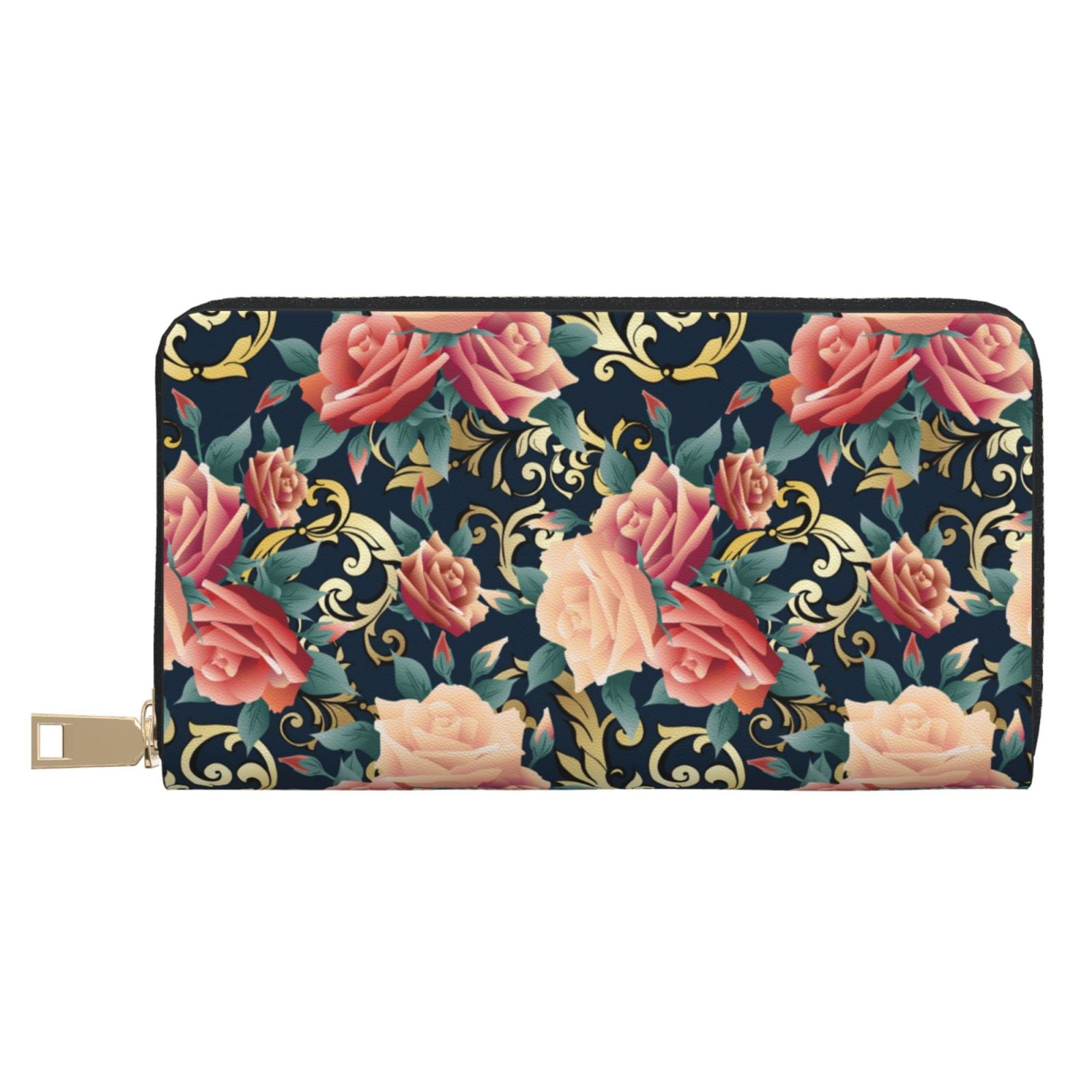 Rose Flowers Texture Wallet Women, Leather Bifold Multi Card Wallet ...