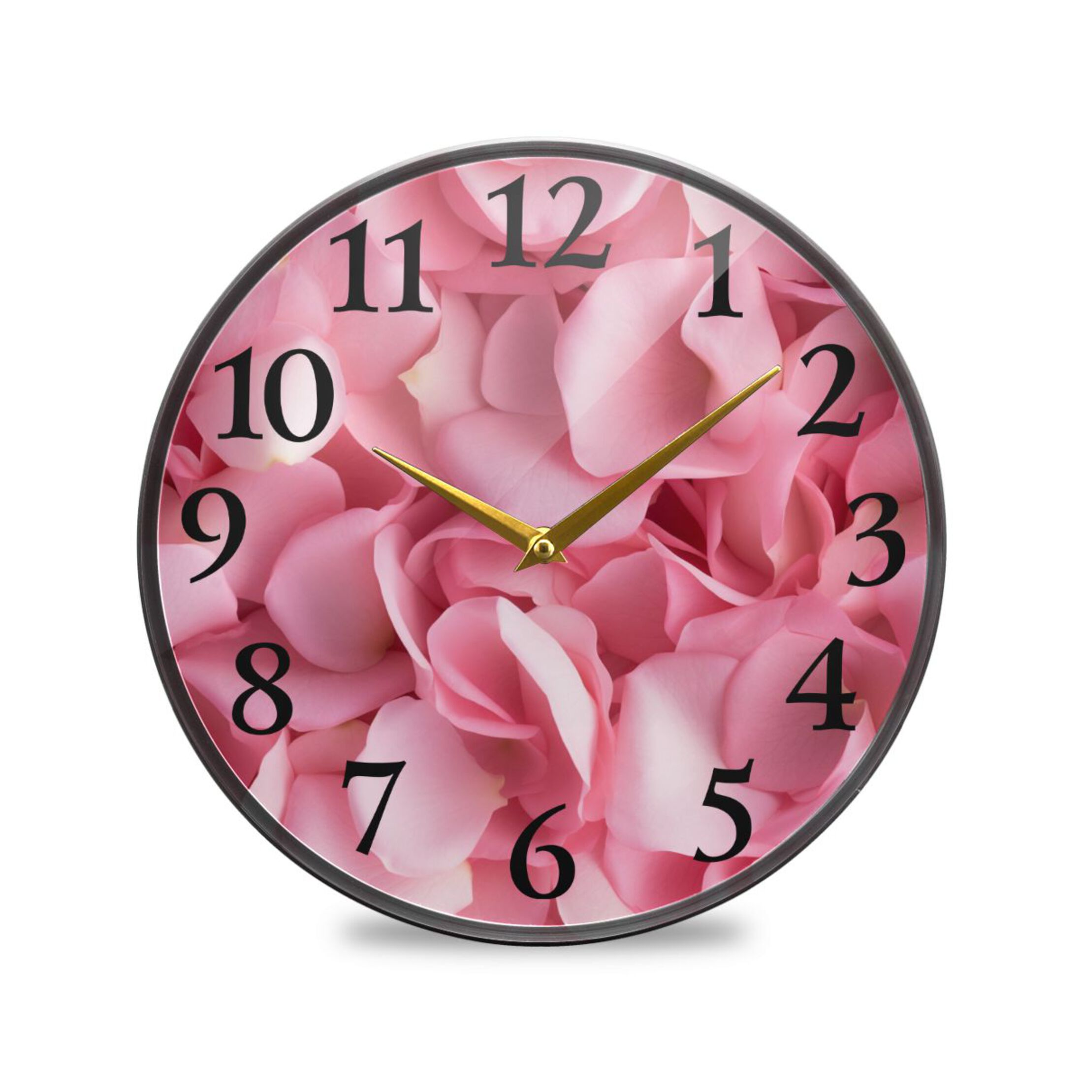 Rose Flowers Wall Clocks Battery Operated 9.5 Inch Round Clock Acrylic ...