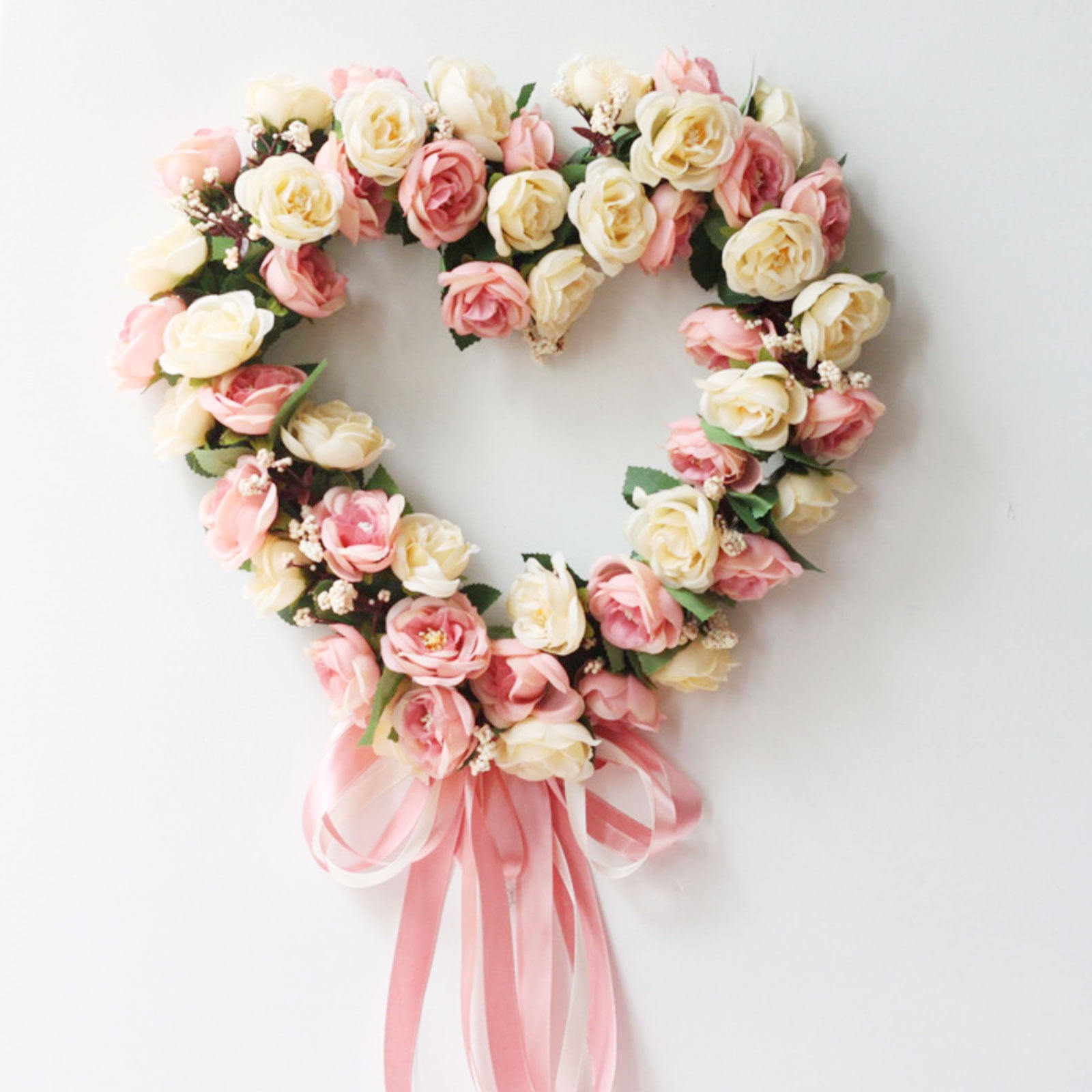 Rose Flowers Wreath Heart-Shaped Garland Wreath Vintage Art Simulation ...