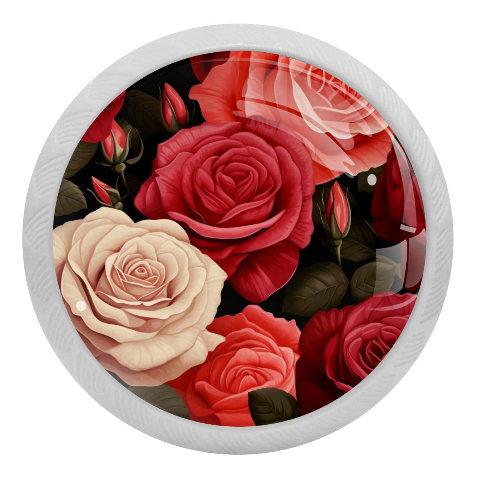 Rose Fluorescent Drawer Pulls with Screws - Round 4-Pack, Glow-in-the ...