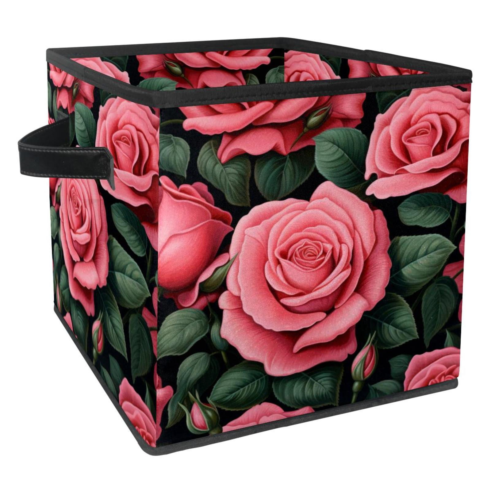 Rose Foldable Storage Box with Handle, 10.8"x10.5"x10.6", Large ...