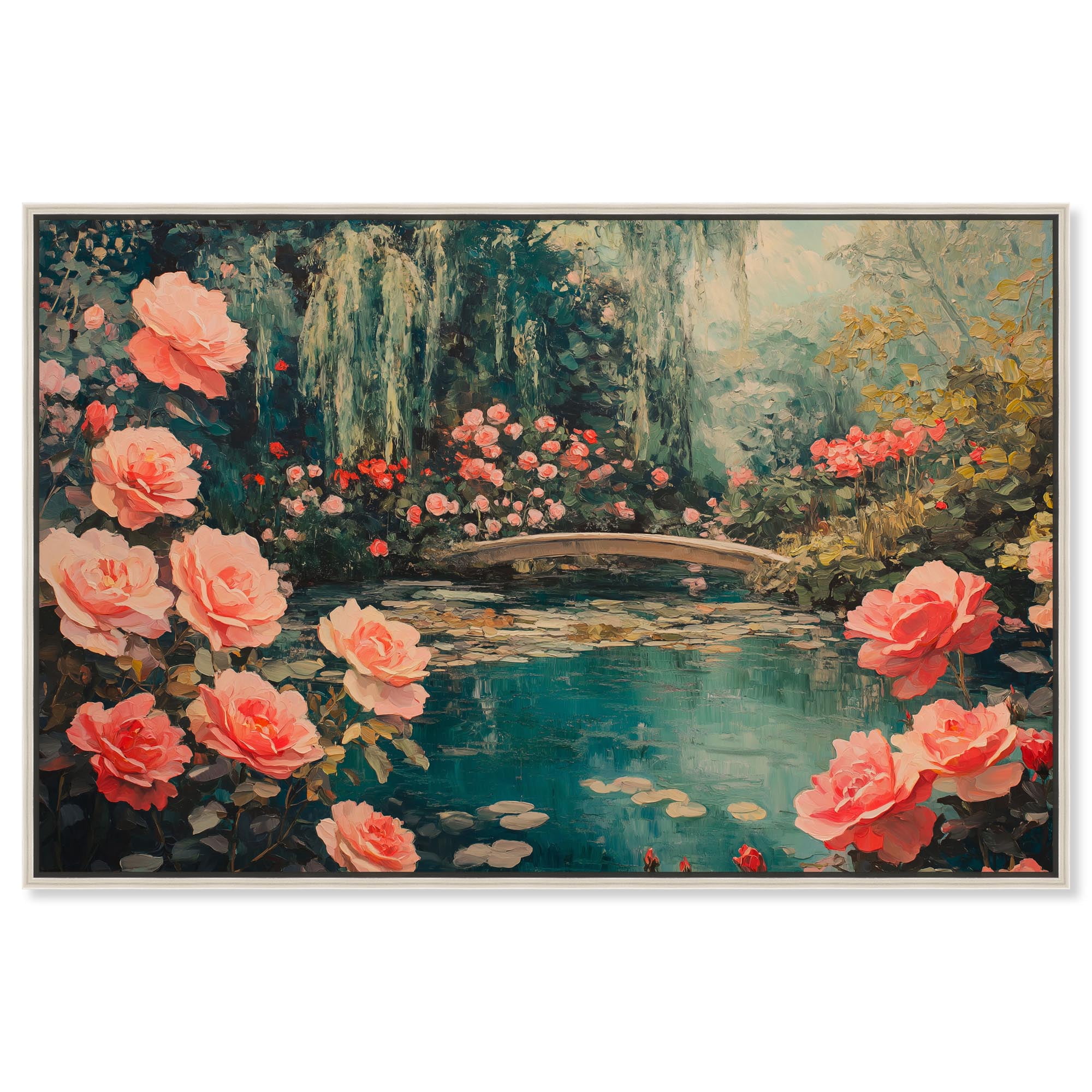 Rose Garden Bridge II Canvas Classic Landscape by Art Remedy, Silver ...