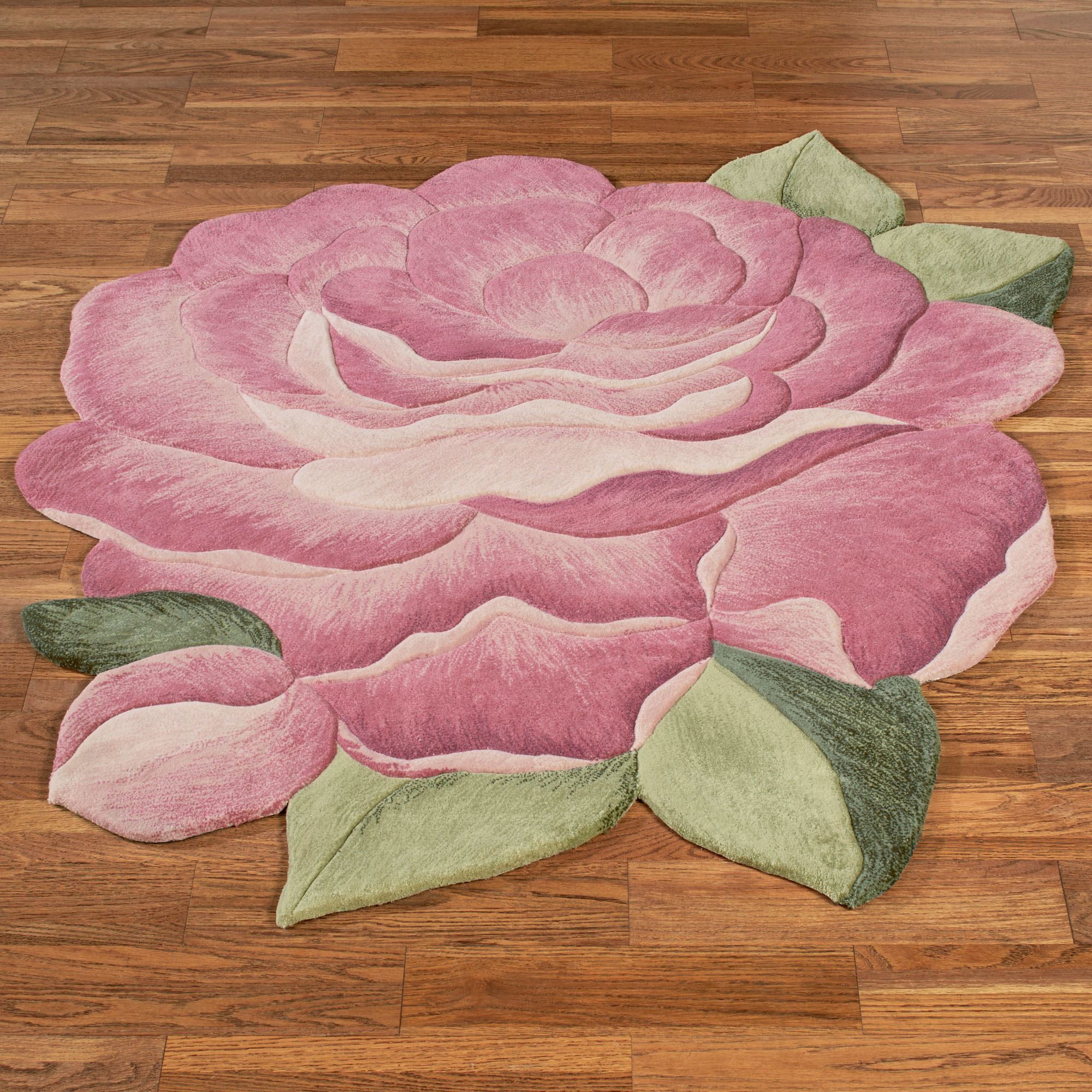 Rose Garden - Flower Shaped Rug - Pink - Handmade - Handcarved Design ...