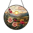 Rose Garden Stained Glass Suncatcher – Sunset Landscape Window Art ...