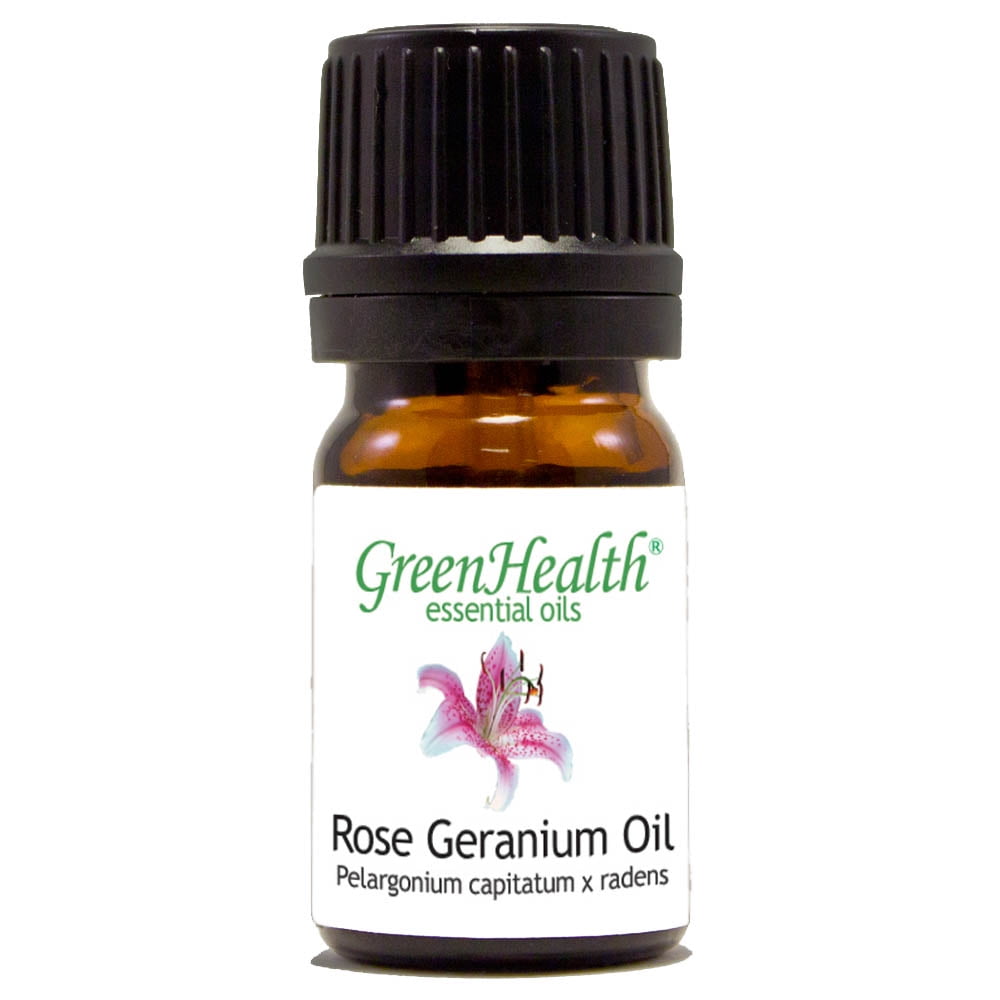 GreenHealth Rose Geranium Essential Oil, 100% Pure, 5 ml Glass Bottle ...