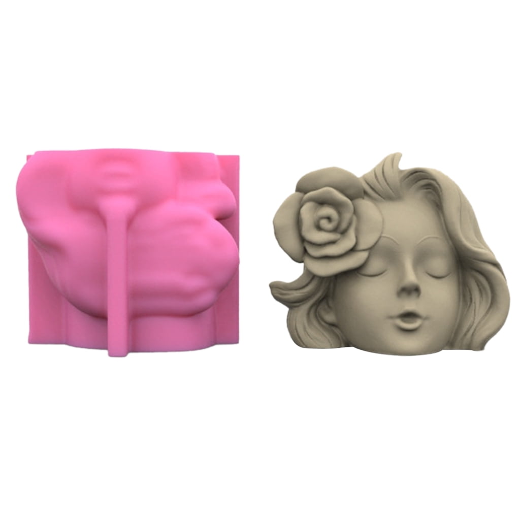 Rose Girl Concrete Silicone Pot Mold Succulent Flowerpot Clay Cement ...