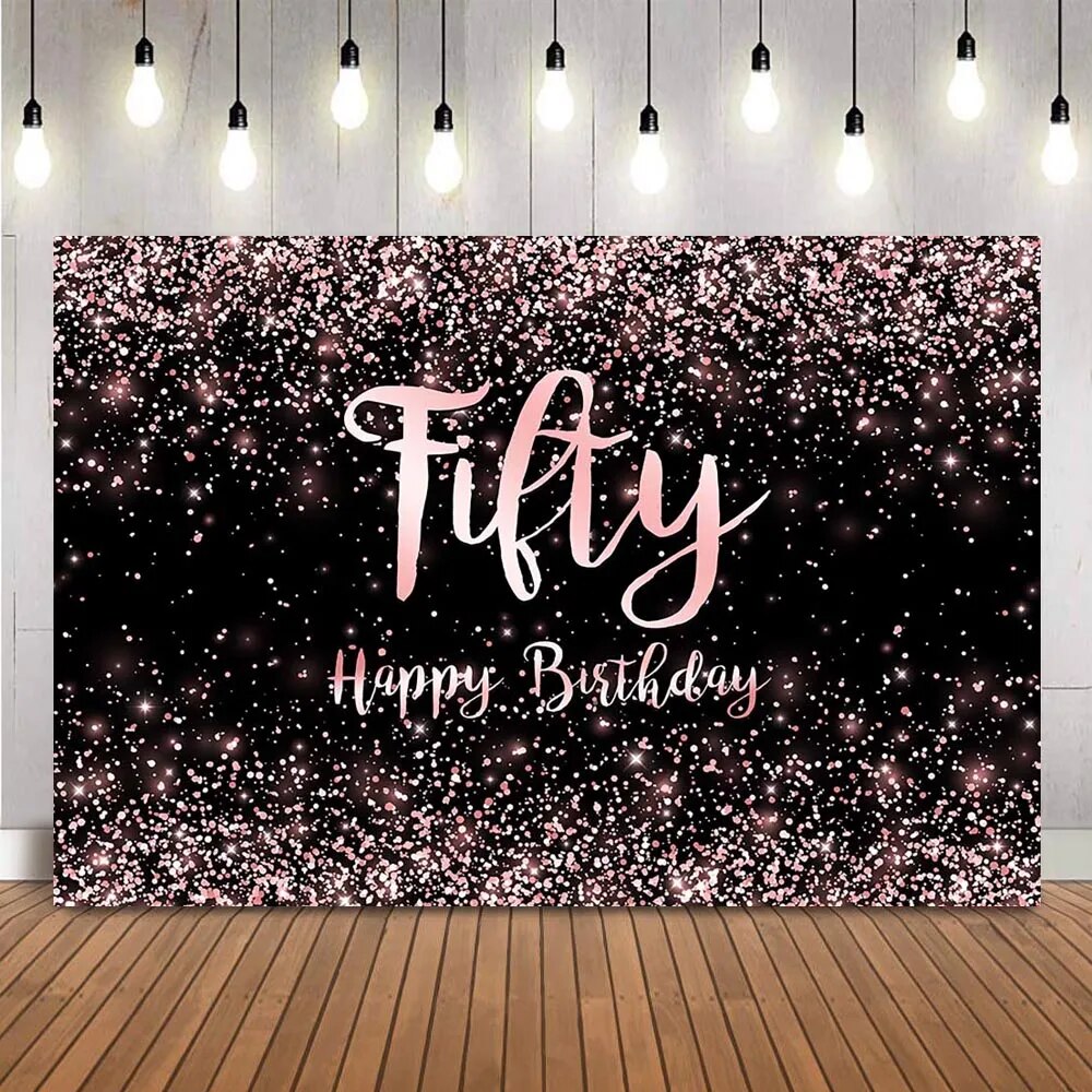 Rose Glitter Birthday Backdrop fifty Fabulous Photo Background Studio ...