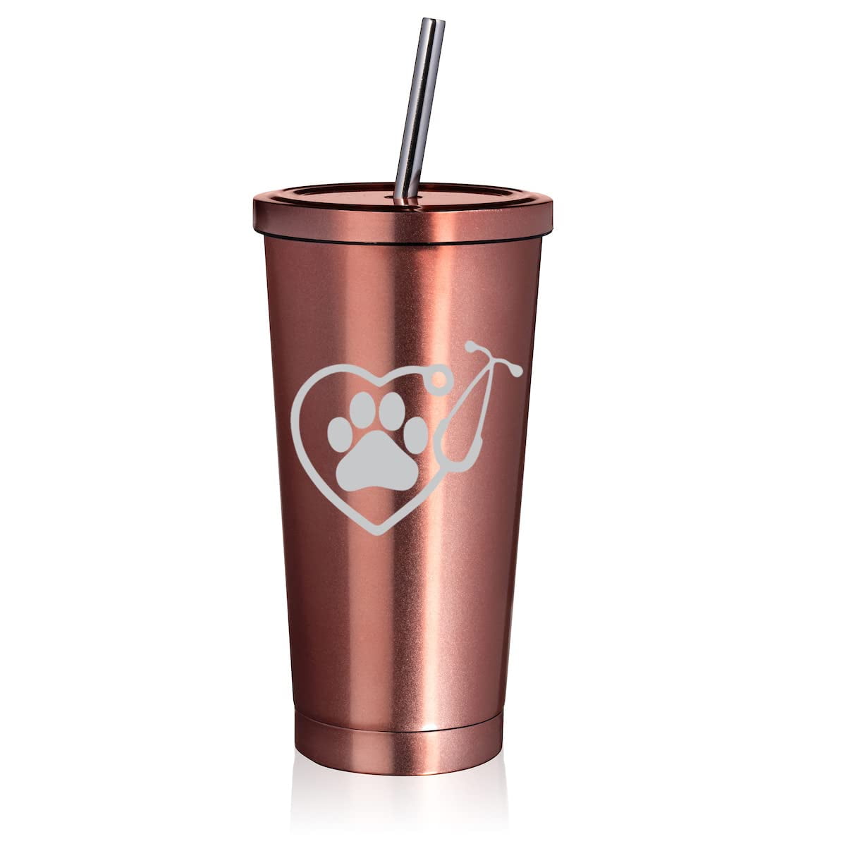Rose Gold 16 oz Stainless Steel Double Wall Insulated Tumbler Pool ...