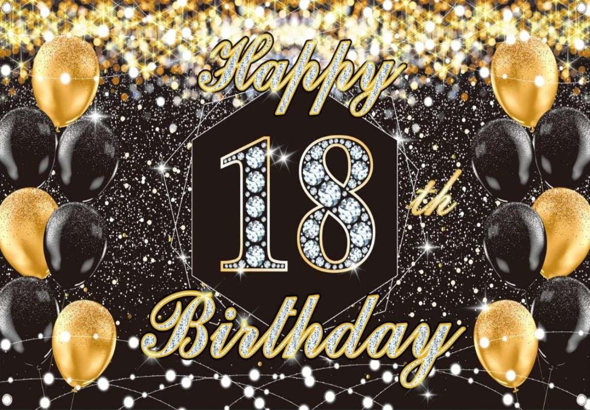 Rose Gold 18th Birthday rations Backdrop Happy 18th Birthday Triangle ...