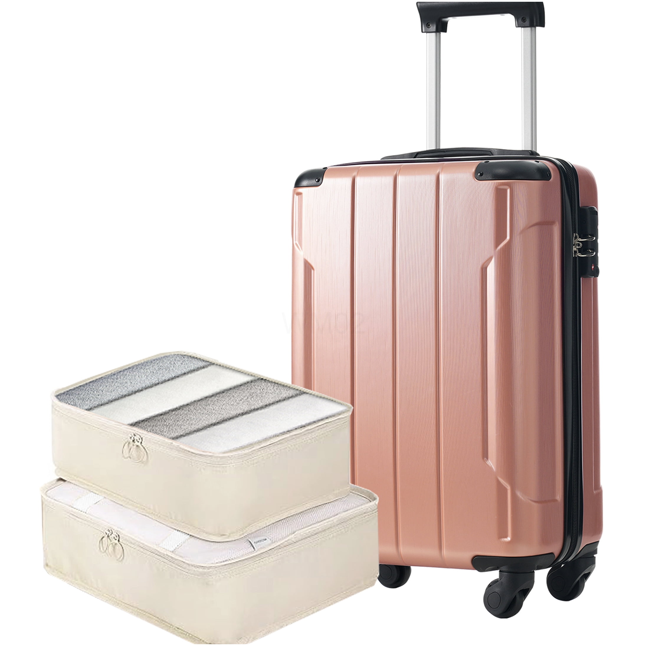 Rose Gold 20-Inch Hardshell Carry-On Luggage with TSA Lock & Spinner ...