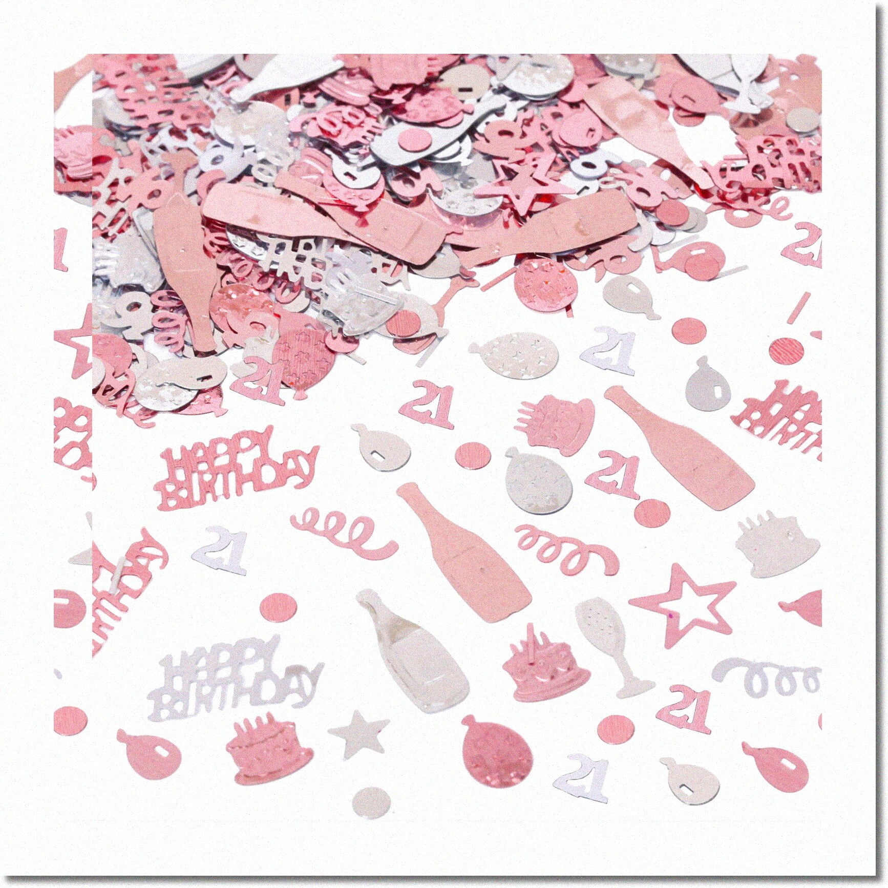 Rose Gold 21st Birthday Bash Kit: Metallic Confetti, F Balloon, Star ...