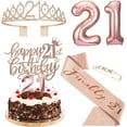 Rose Gold 21th Birthday Decoration Kit, Including Birthday Sash, Crown ...