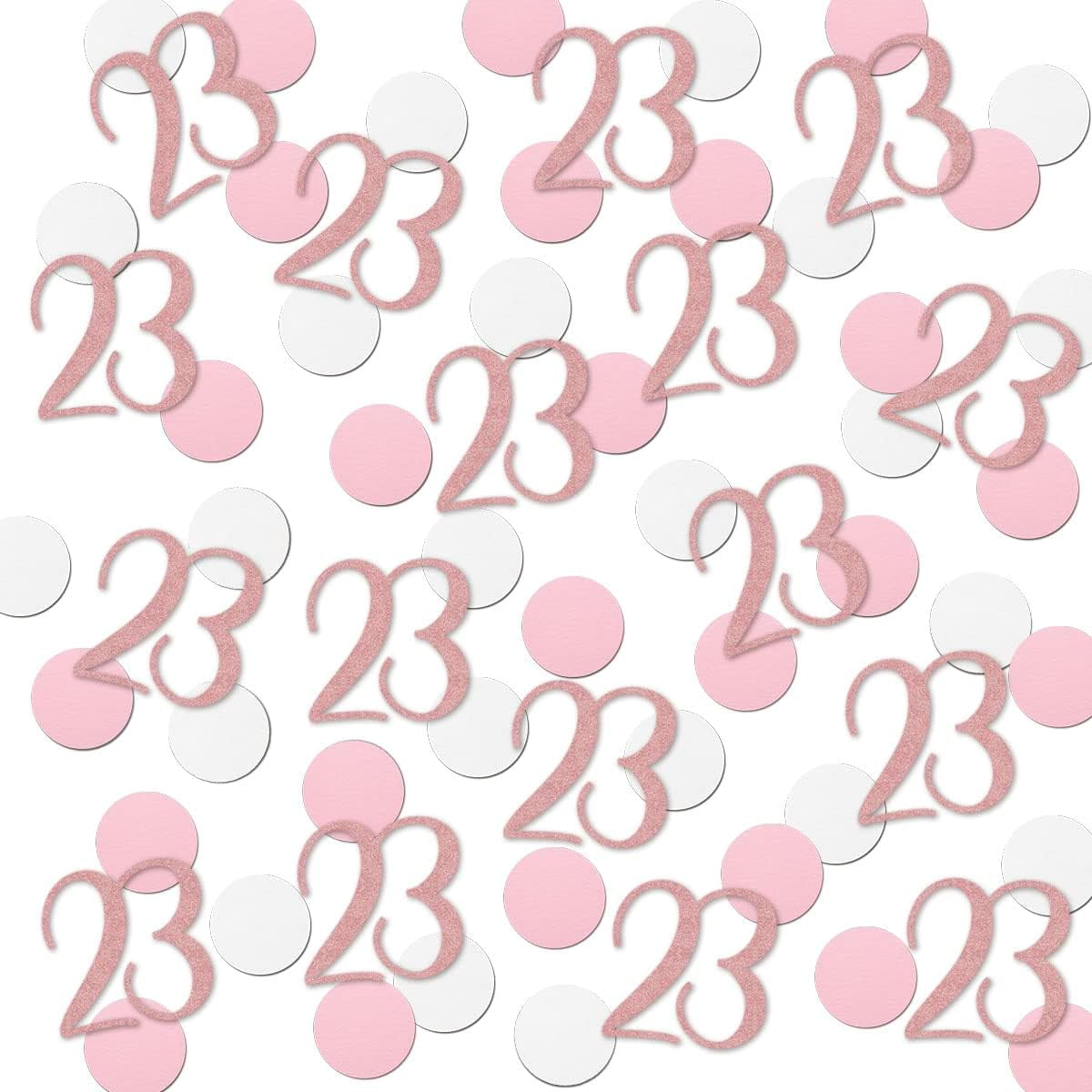 Rose Gold 23 Confetti, 23rd Glitter Birthday Number Confetti, 200pcs ...