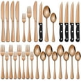 Rose Gold 24 PCS Flatware Sets With Steak Knives Service For 4 Person ...
