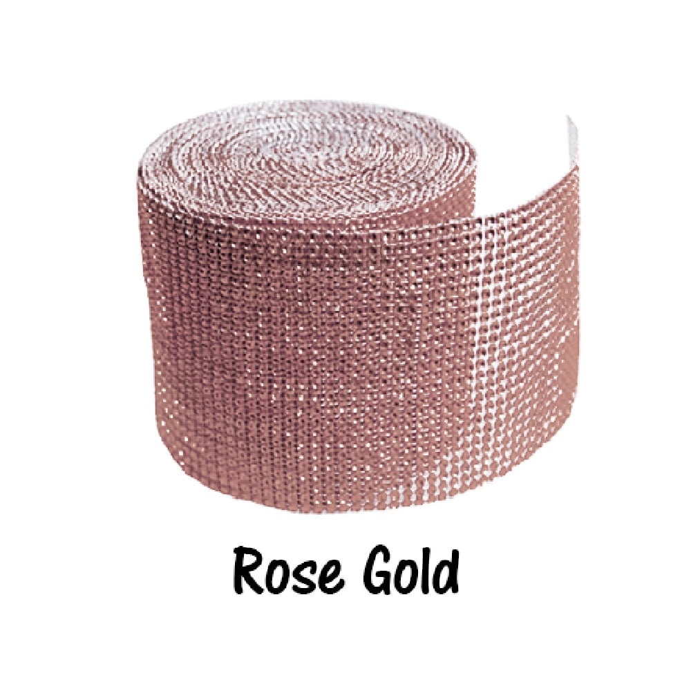 Rose Gold 24 Row Diamond Rhinestone Ribbon Trim Mesh Wrap 10 Yards ...