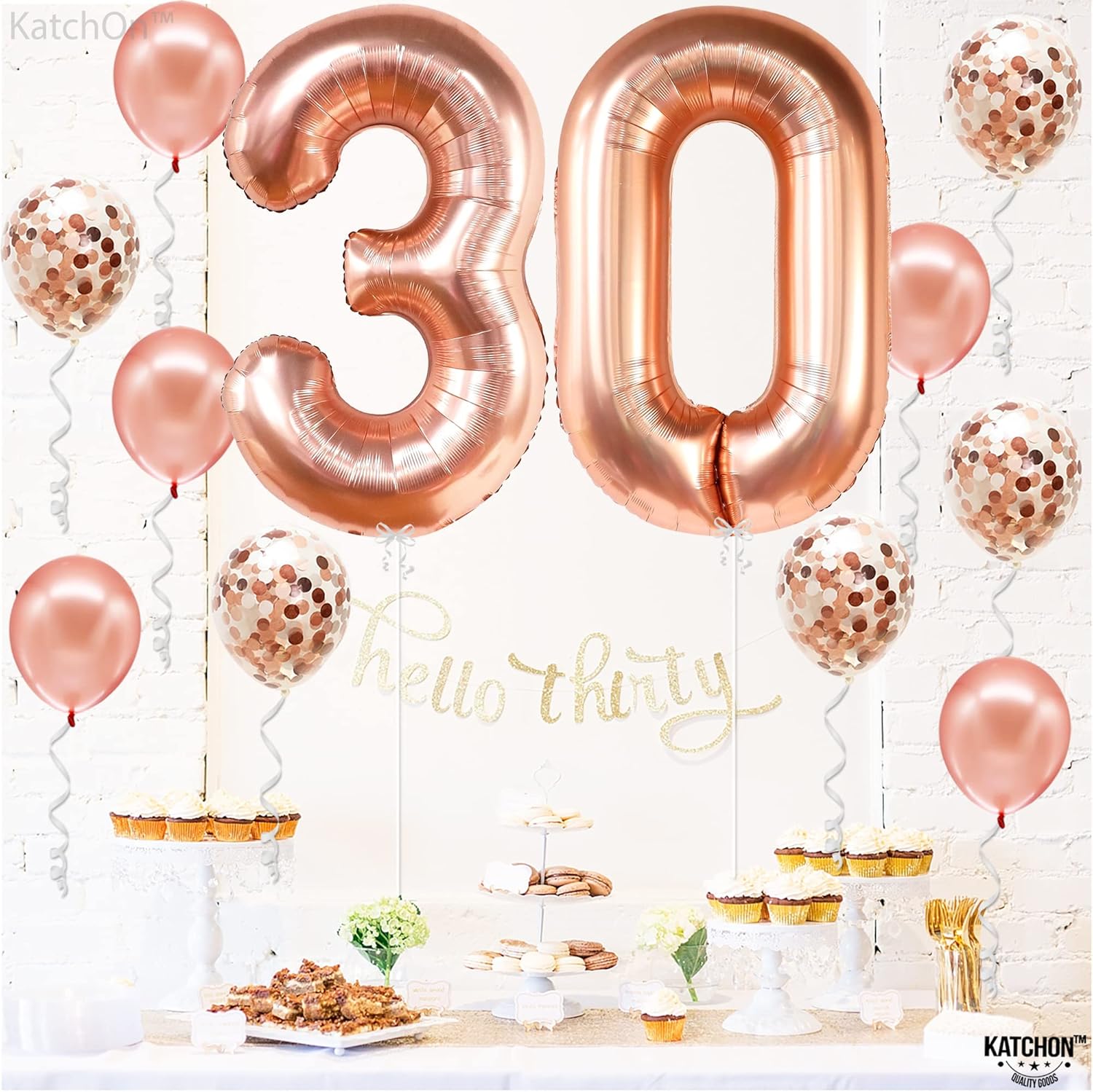Rose Gold 30 Balloon Numbers Set - Big 32 Inch | Rose Gold 30 Balloons ...