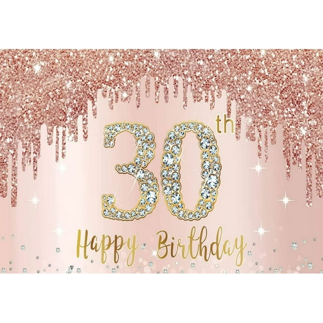 Rose Gold 30 Birthday Banner Rose Gold 30th Birthday Backdrop Happy ...