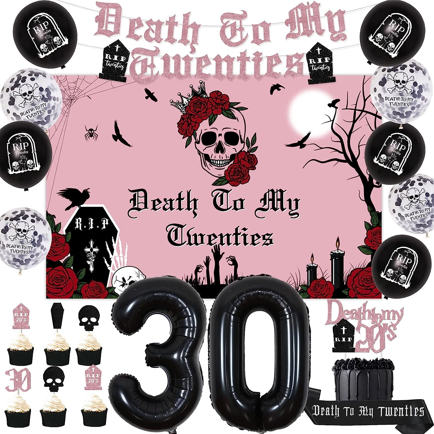 Rose Gold 30 Birthday Party Decorations, Death to My 20s Birthday ...