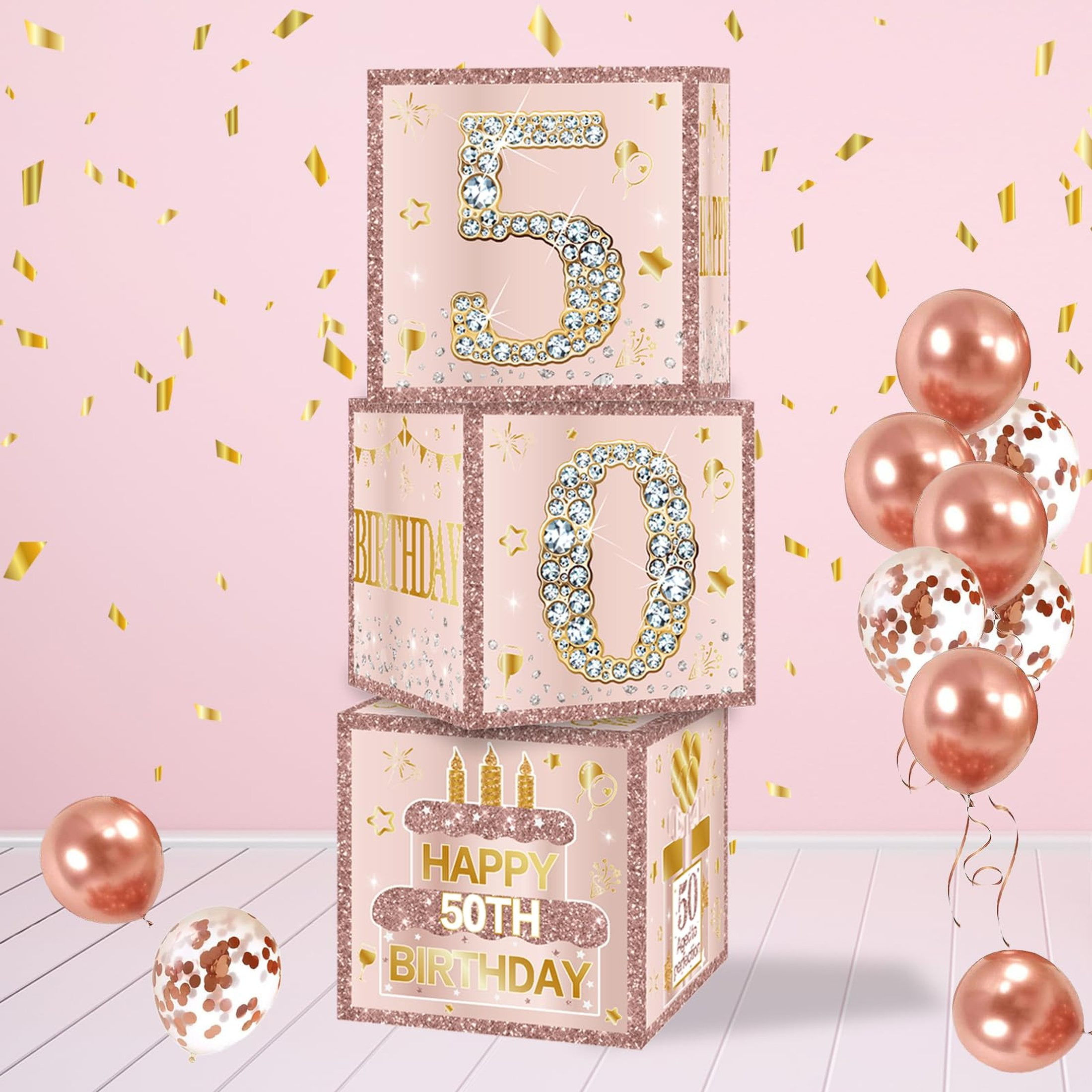 Rose Gold 50th Birthday Box Set - Celebrate Her 50th Year with this ...