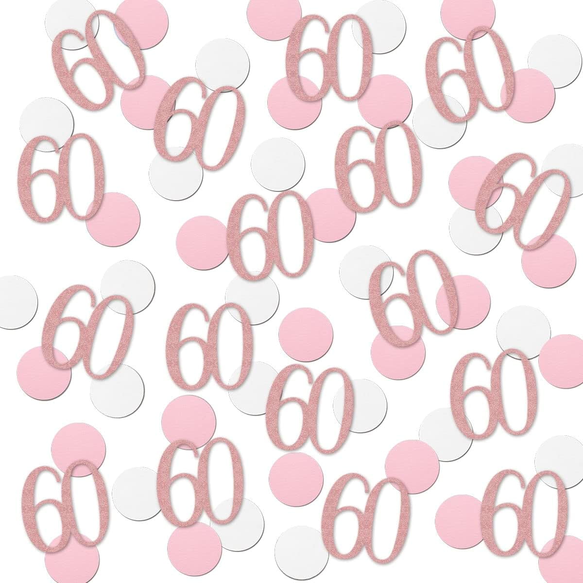Rose Gold 60 Confetti, 60th Glitter Birthday Number Confetti, 120Pcs ...