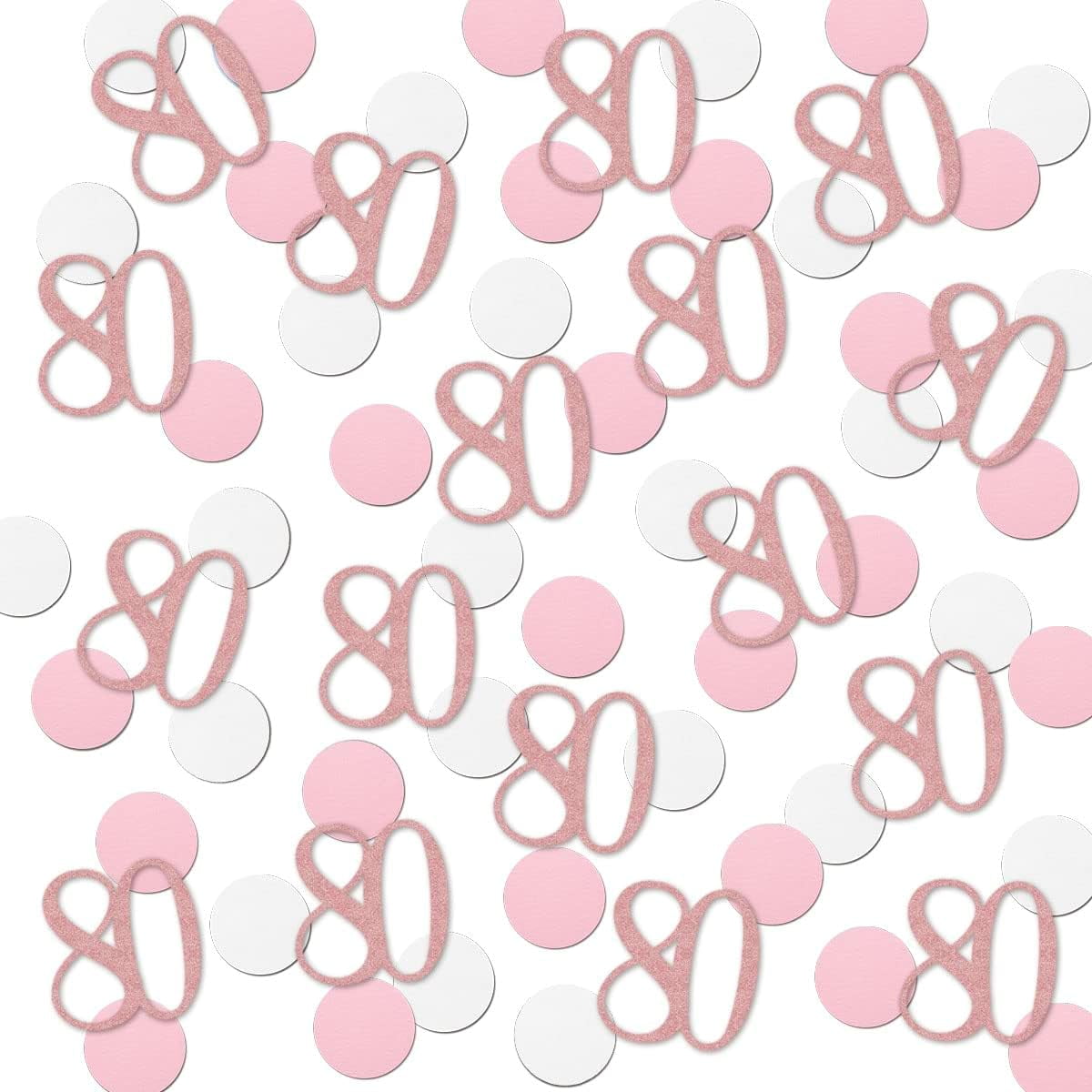 Rose Gold 80 Confetti, 80th Glitter Birthday Number Confetti, 120Pcs ...