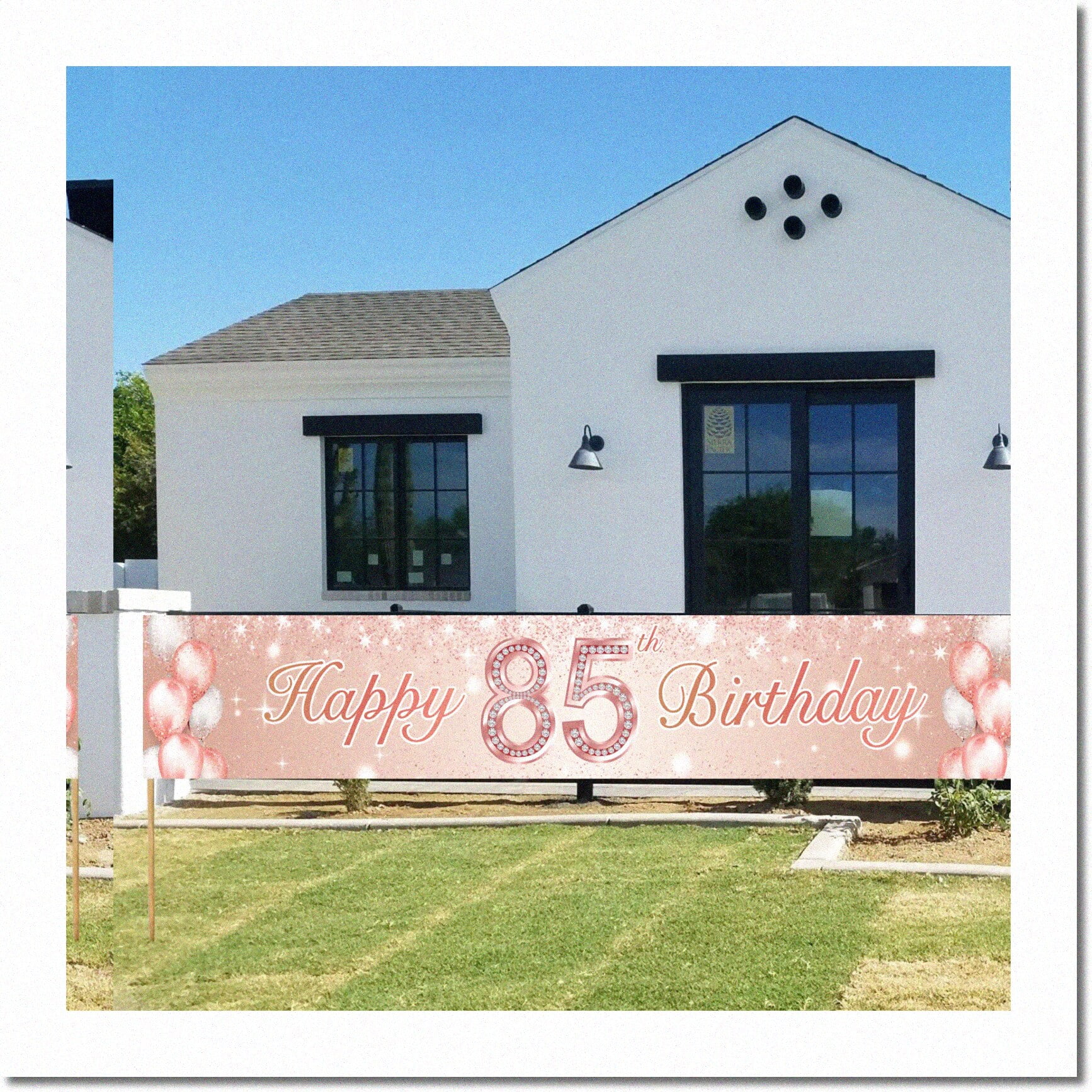 Rose Gold 85th Birthday Celebration Kit - Banner, Backdrop, Balloon ...