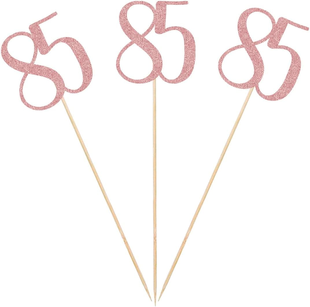 Rose Gold 85th Glitter Birthday Centerpiece Sticks, 12-Pack Number 85 ...