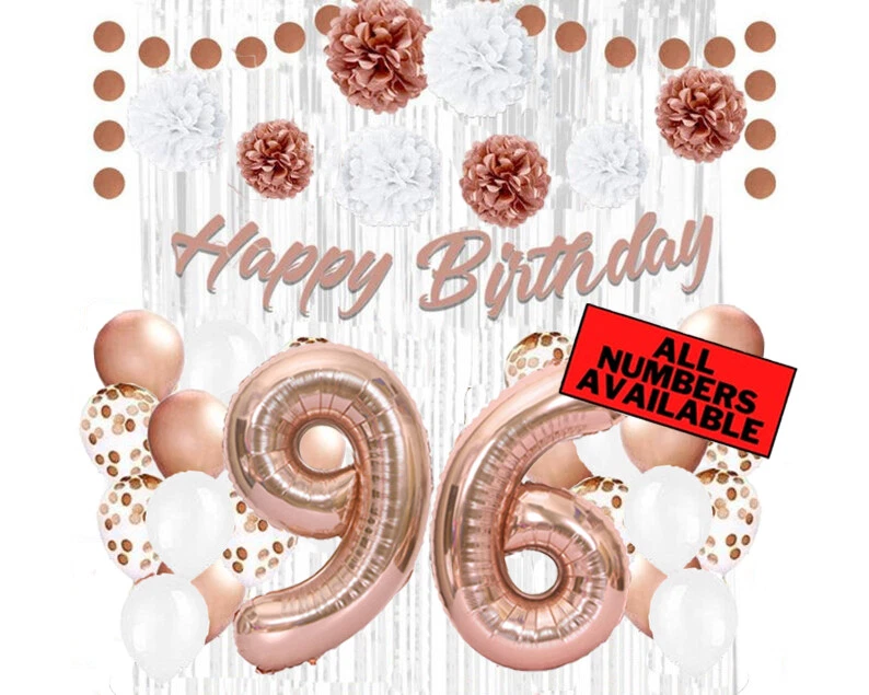 Rose Gold 96th Birthday Decorations for Girls - 40" Number Balloons & More - Walmart.com