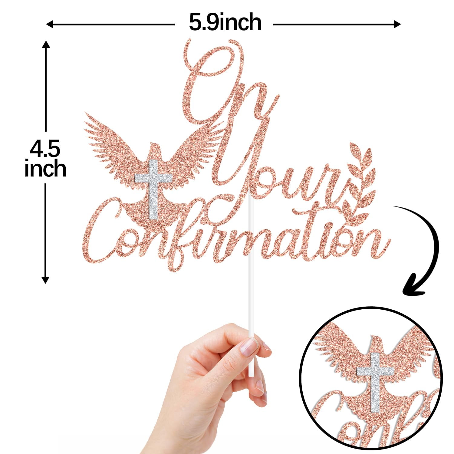 Rose Gold and AJH3 Sliver Glitter On Your Confirmation Cake Topper ...