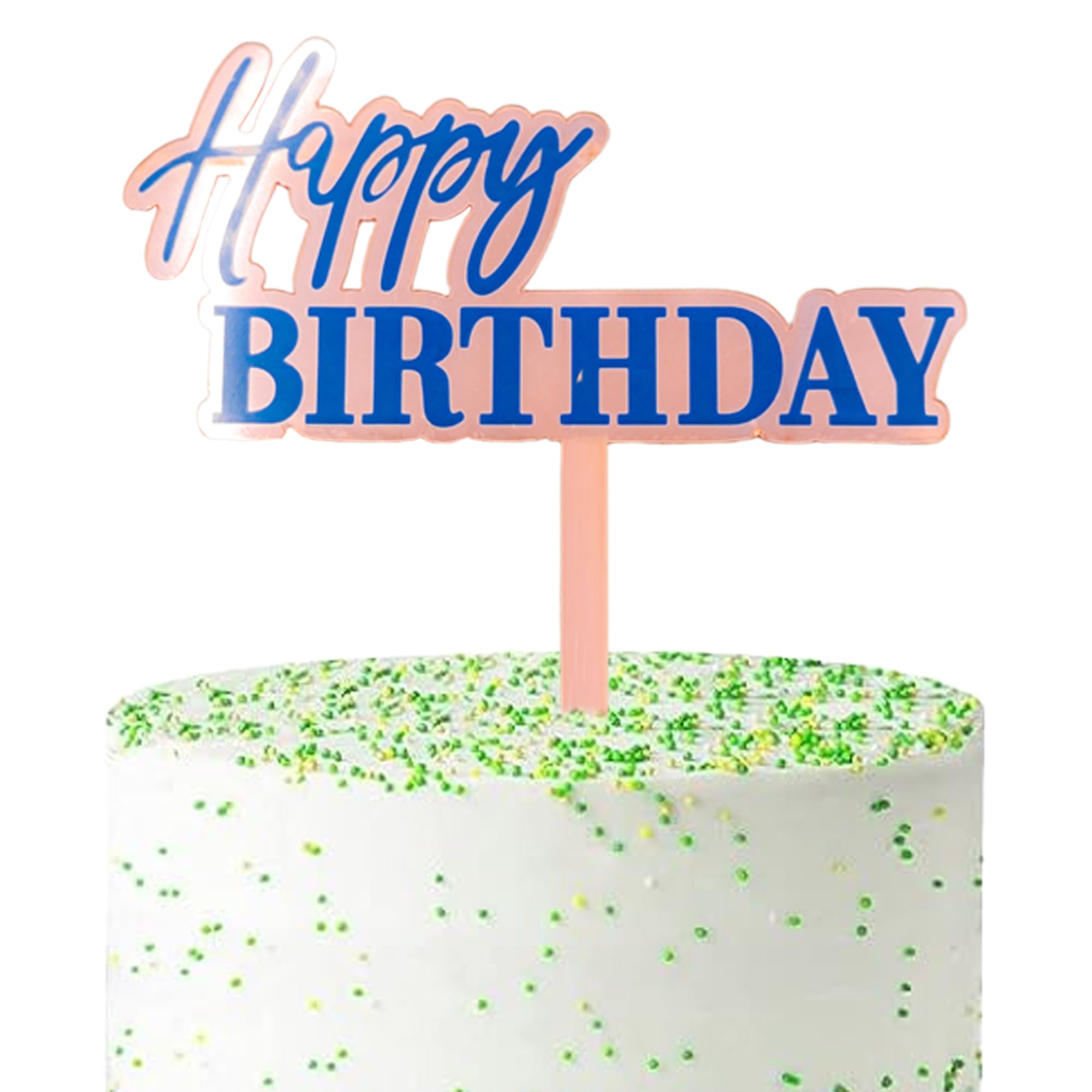 Rose Gold Acrylic Happy Birthday Cake RST1 Topper - Personalized Font ...