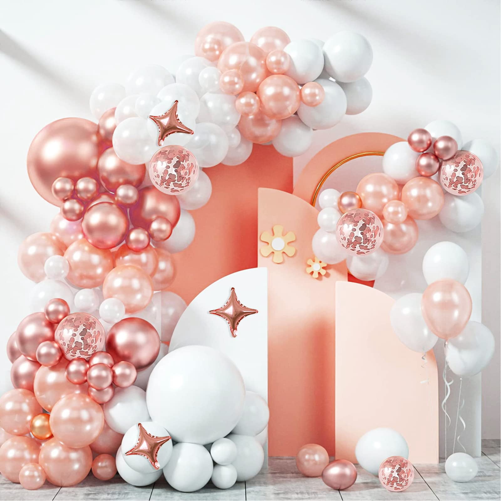 Rose Gold Balloons Arch Kit,130pcs Rose BSL1 Gold Party Pink Rose Gold ...