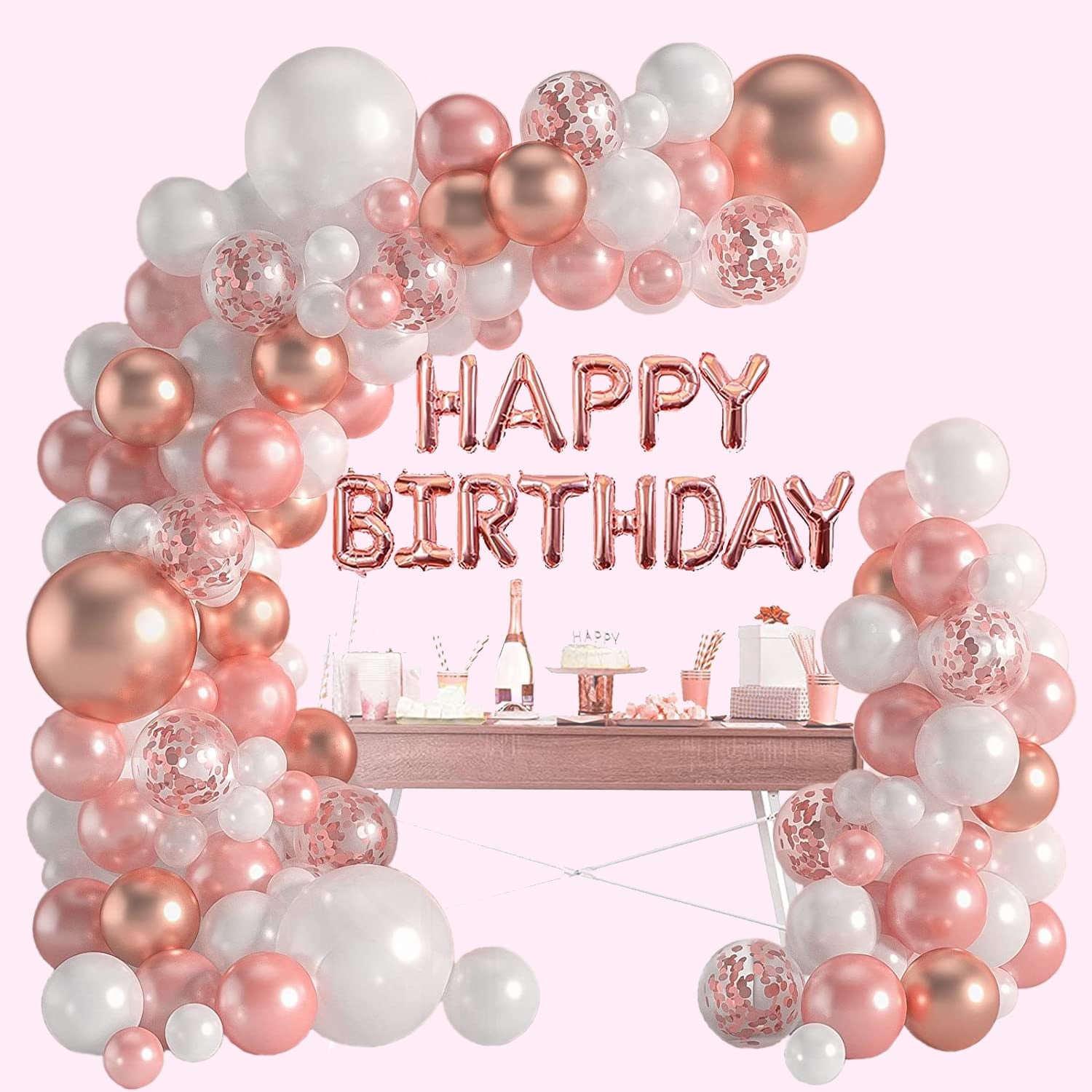 Rose Gold Balloons Garland Arch Kit- 5+12+18 Inch Rose Gold White ...