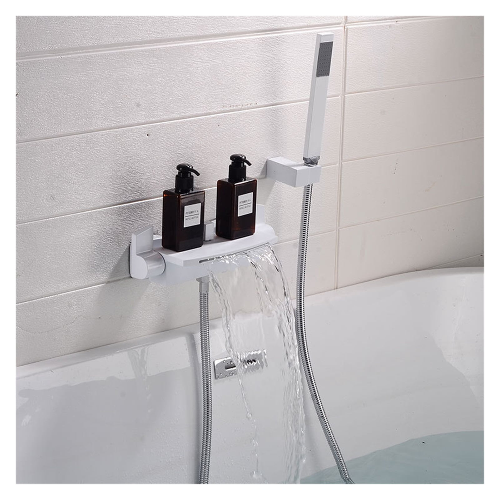 Rose Gold Bathtub Shower Faucet Set Brass Bathtub Faucet Hot & Cold ...