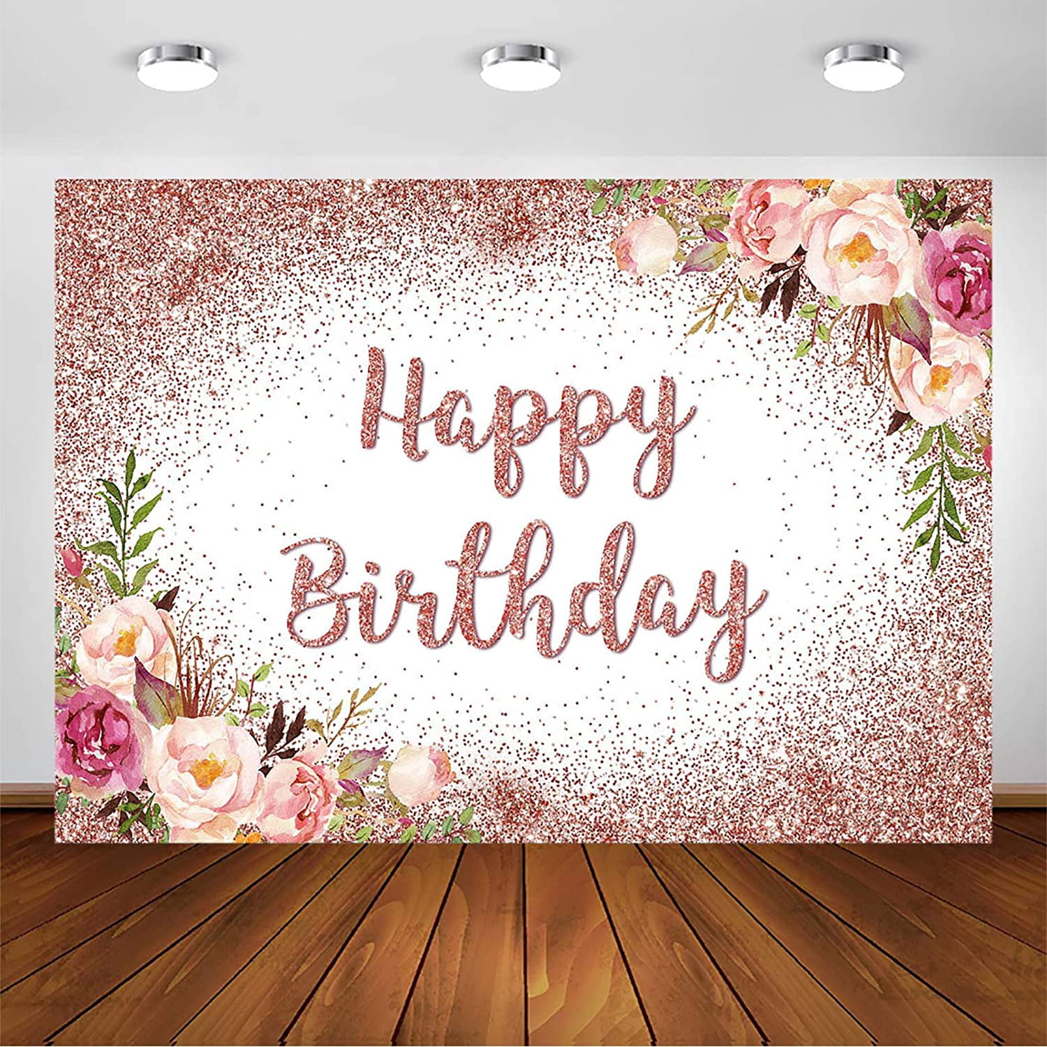 Rose Gold Birthday Backdrop for Girls Women Happy Birthday Party ...