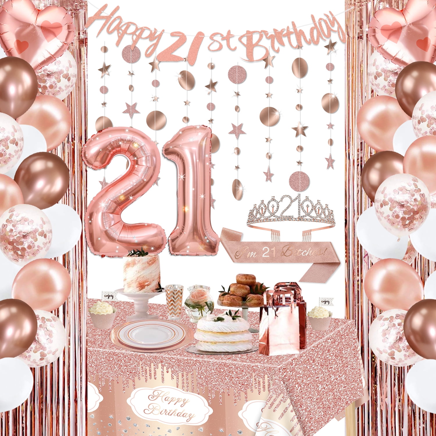 Rose Gold Birthday Decorations - 21st Birthday Decorations, Rose Gold ...