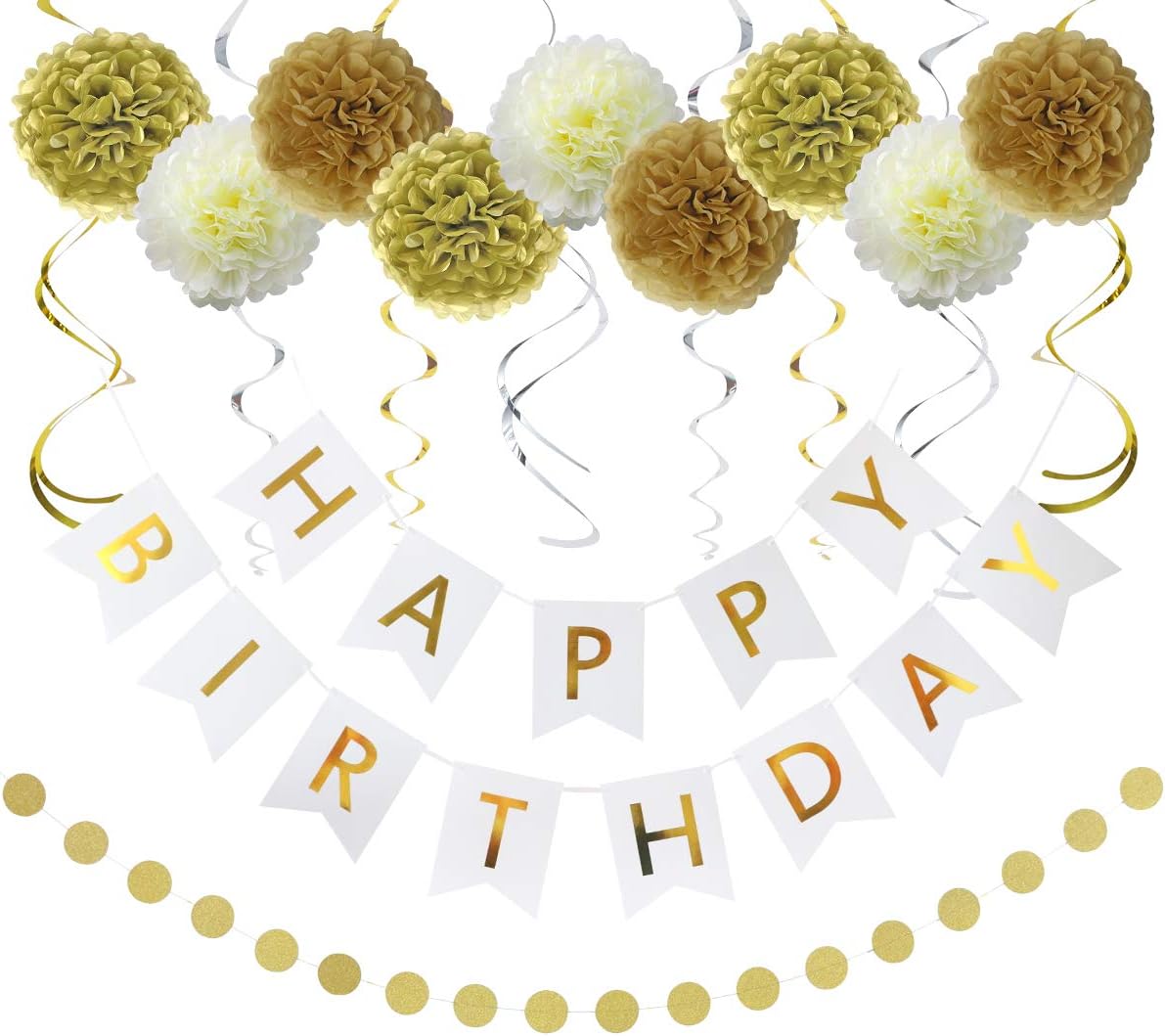 Rose Gold Birthday Decorations - Pack of 20 | Happy Birthday Banner ...