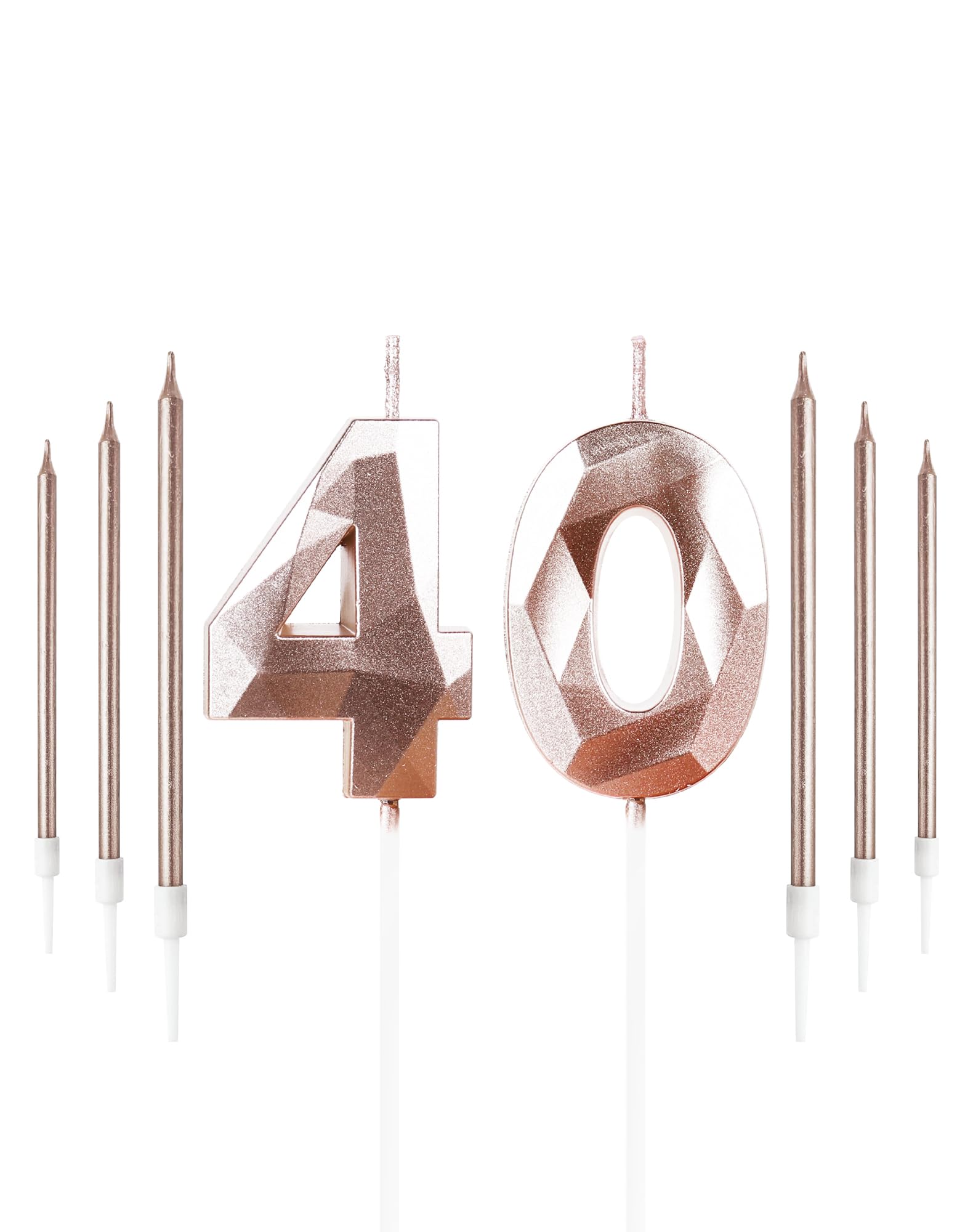 Rose Gold Birthday FEV6 Candles Number 40 Candle with Birthday Candles ...