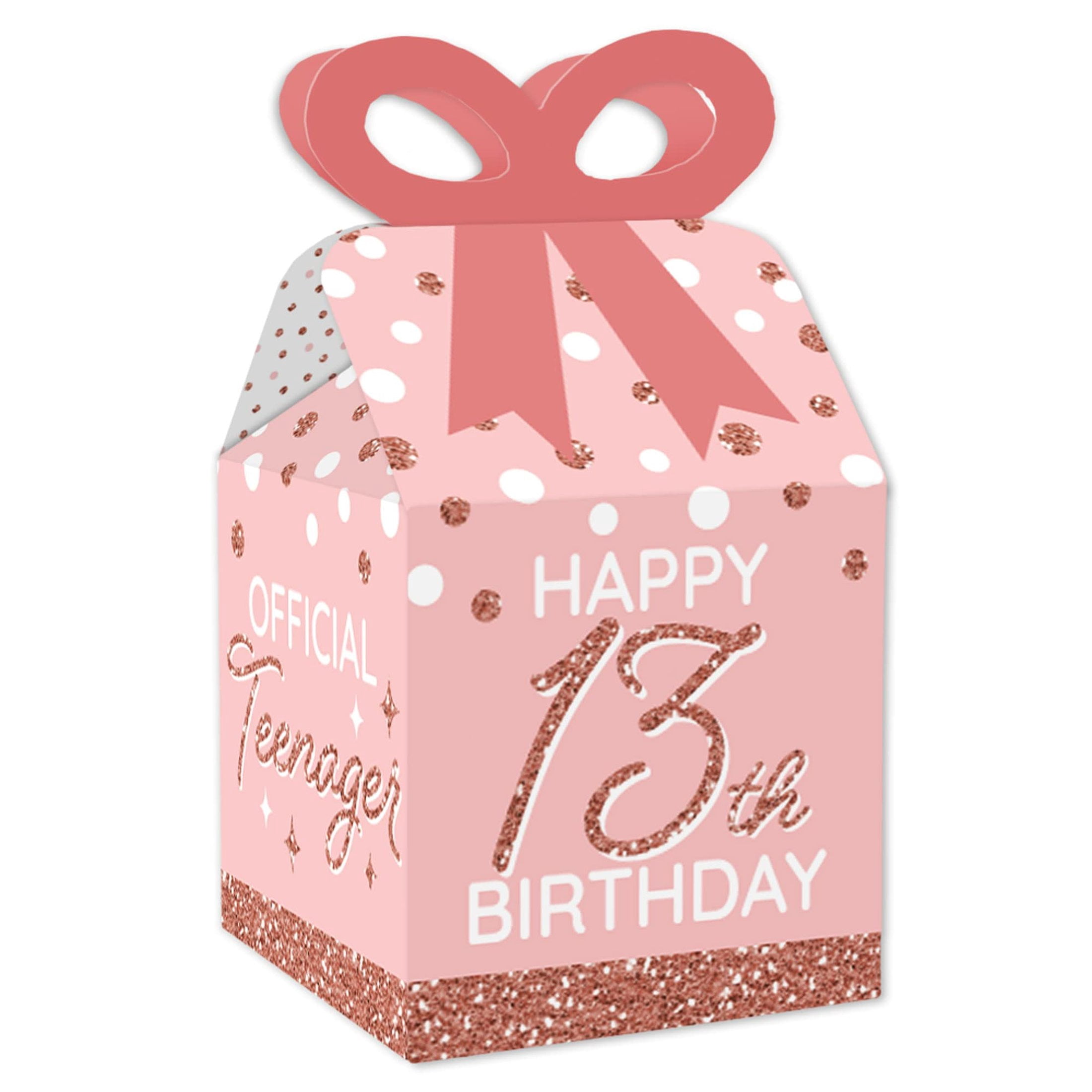 Rose Gold Birthday Favor Boxes - Set of 12 Elegant Square Gift Boxes ...