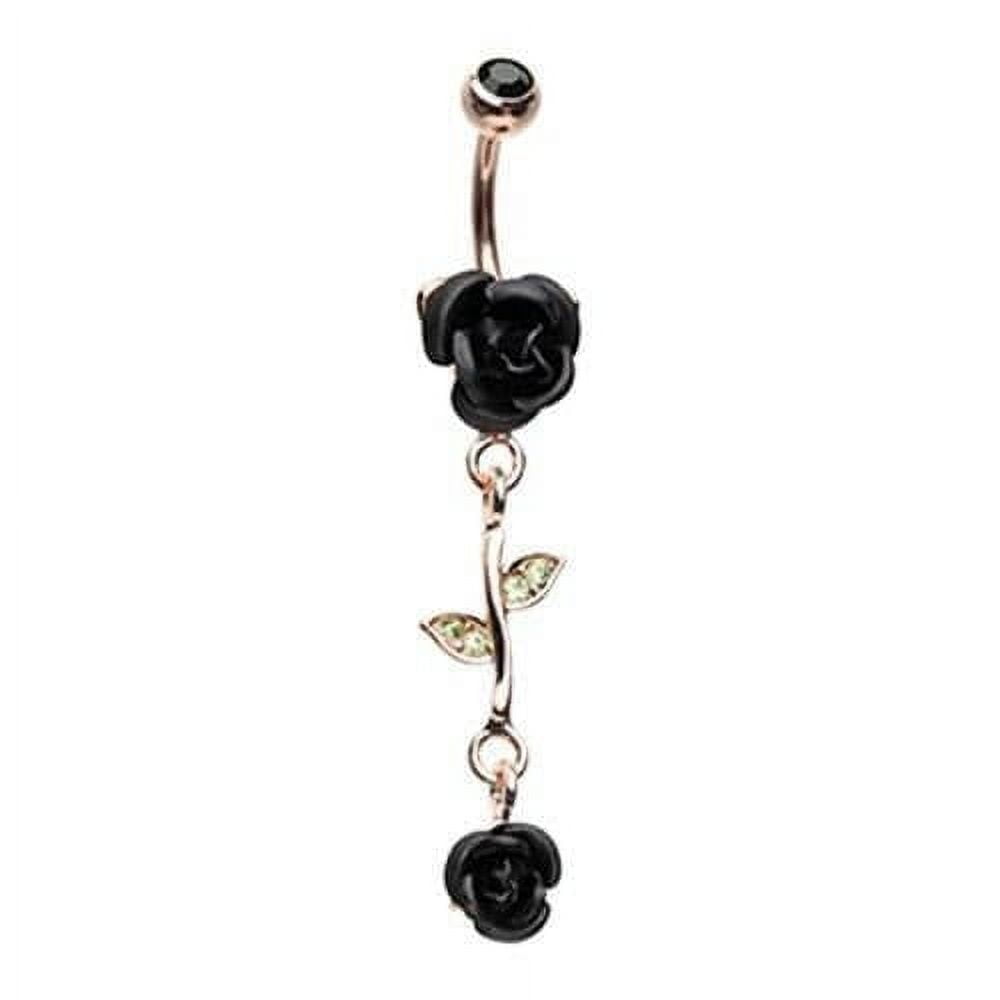 Rose Gold Bright Metal Rose Belly Button Ring - Walmart.com