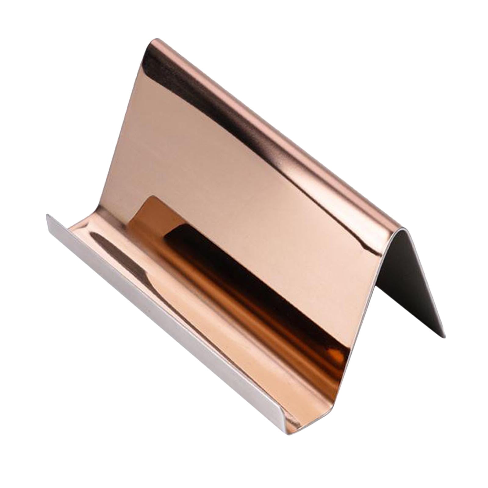 Rose Gold Business Card Holder - Stainless Steel, Open-Ended Design ...