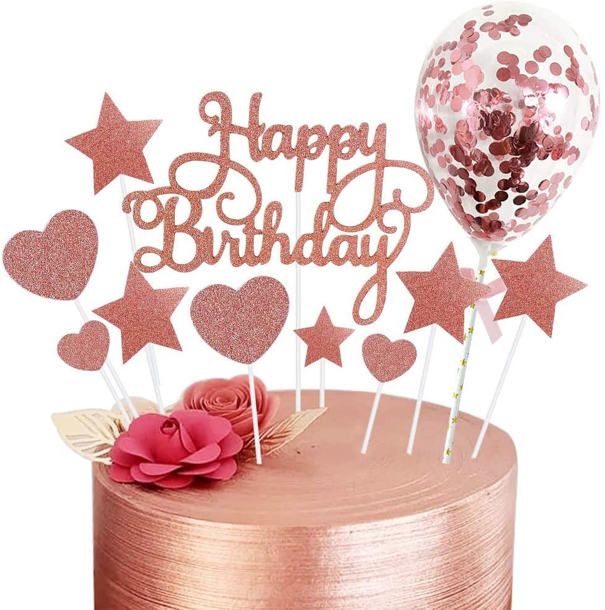 Rose Gold Cake Toppers: Birthday Cake Decorations - Walmart.com