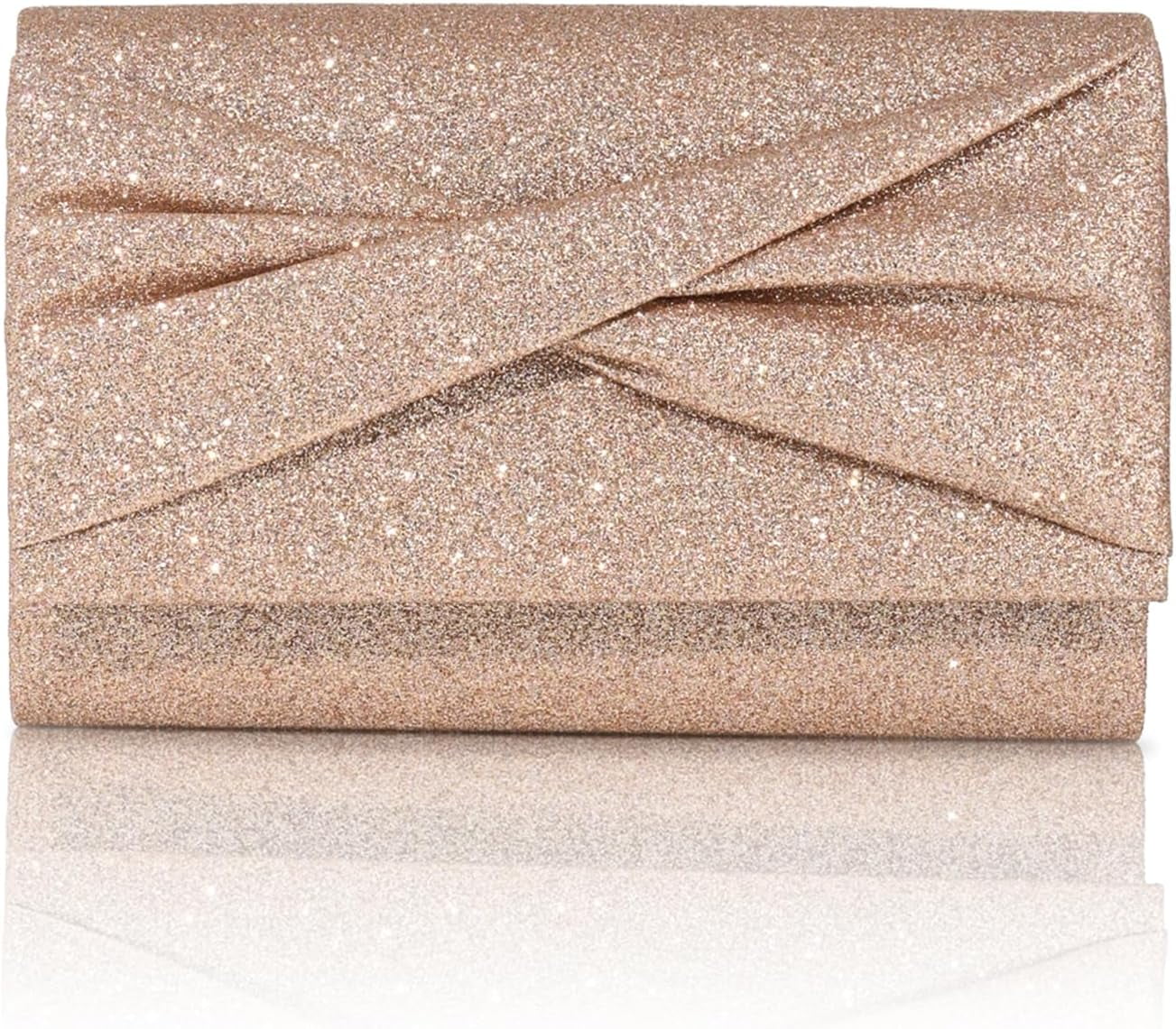 Rose Gold Clutch Purses for Women, Evening Handbags with Detachable ...