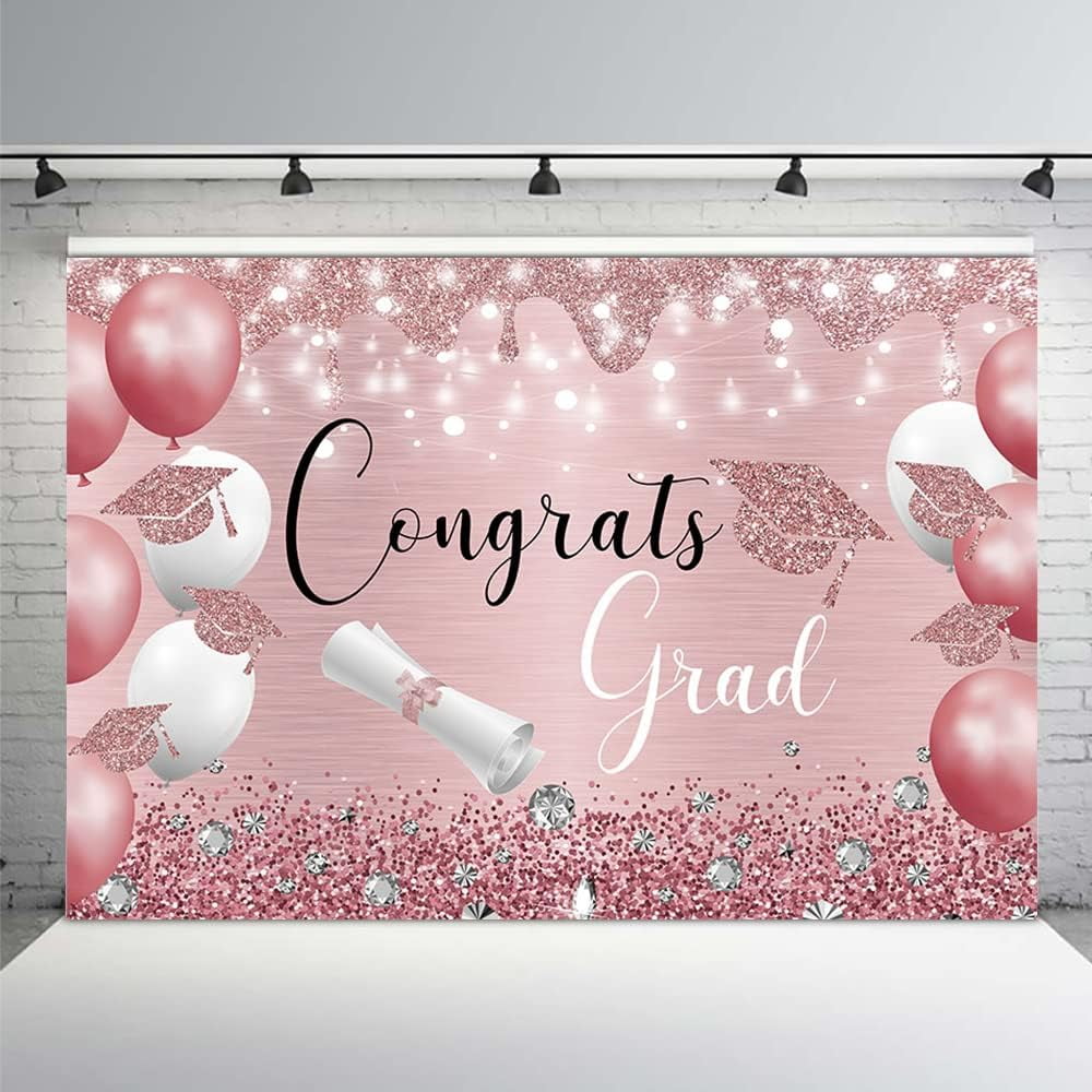 Rose Gold Congrats Grad Backdrop Graduation Decorations Class of 2025 ...
