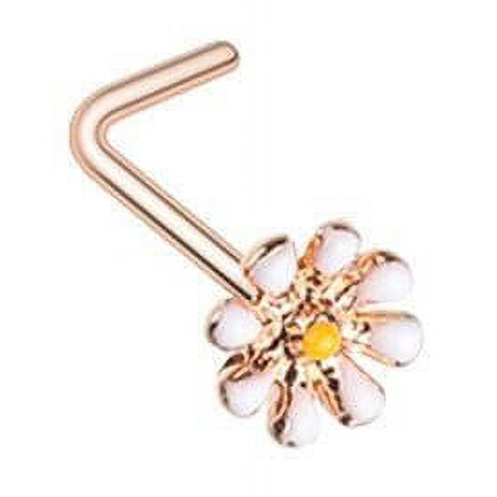 Rose Gold Dainty Daisy Enamel L-Shape Nose Ring - Walmart.com