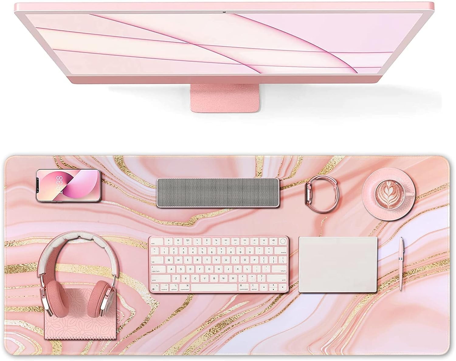 Rose Gold Desk Mat, Gaming Mouse Pad Large, XXL Desk Pad Mat with Non ...