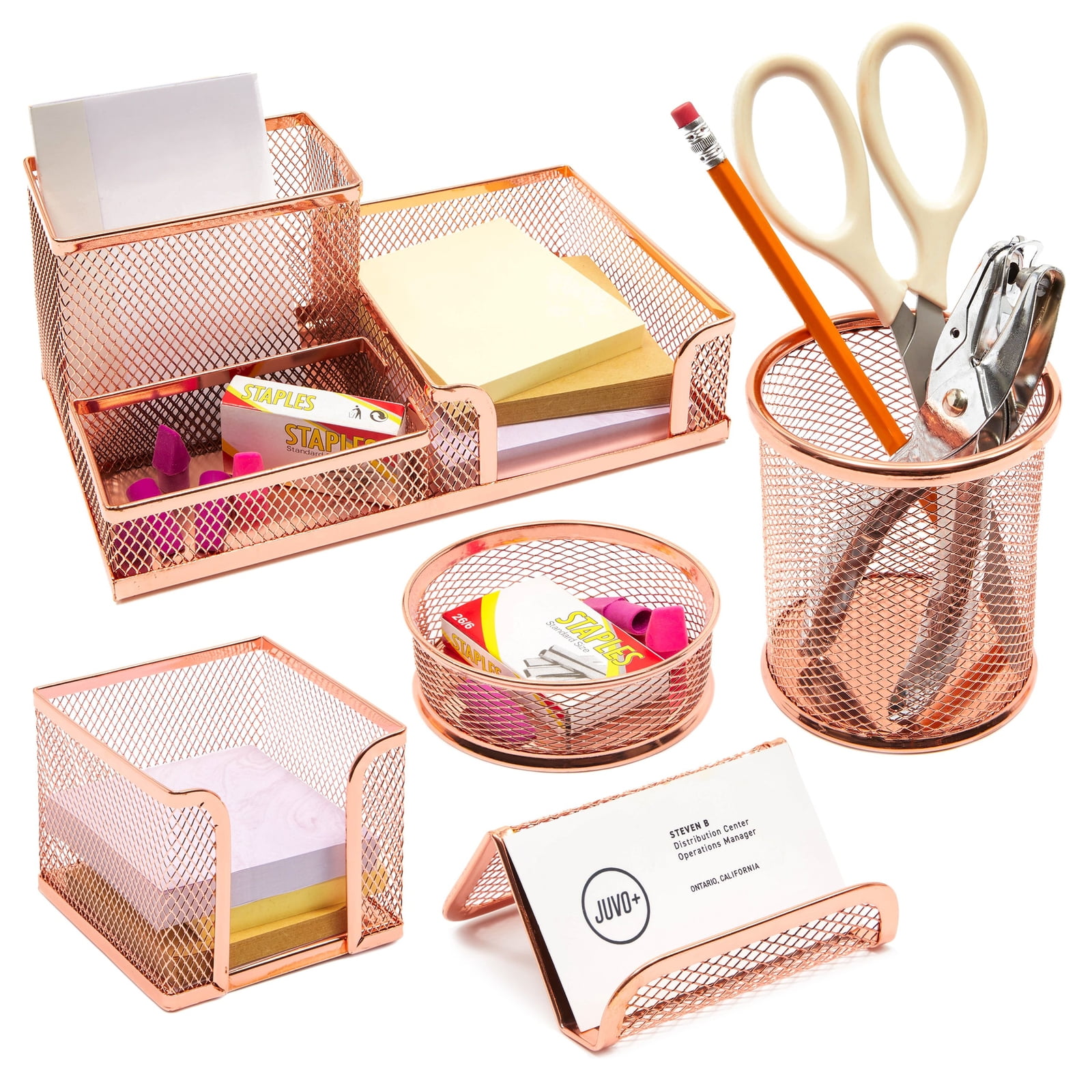 Rose Gold Desk Organizer Set for Home Office Supplies and Accessories ...