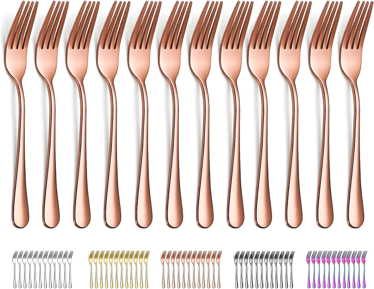 Rose Gold Dinner Fork 12 Pieces, Rose Gold Titanium Plating Stainless ...