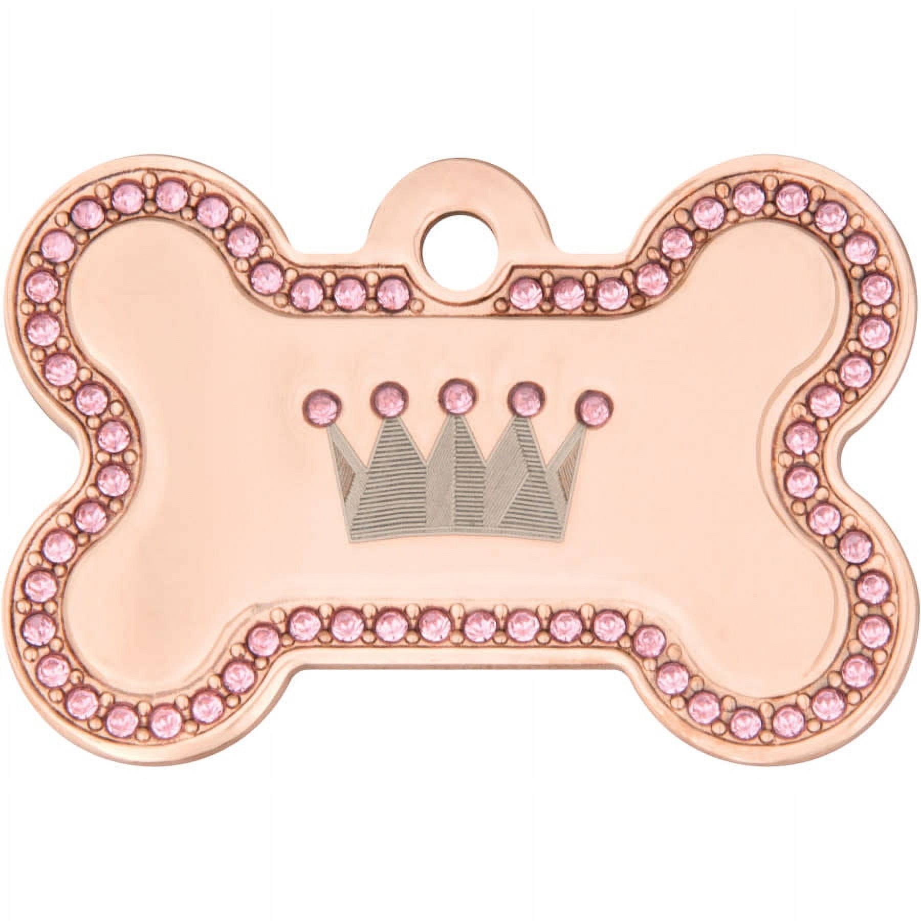 Rose Gold Dog Tag with Crown and Pink Crystals - Walmart.com